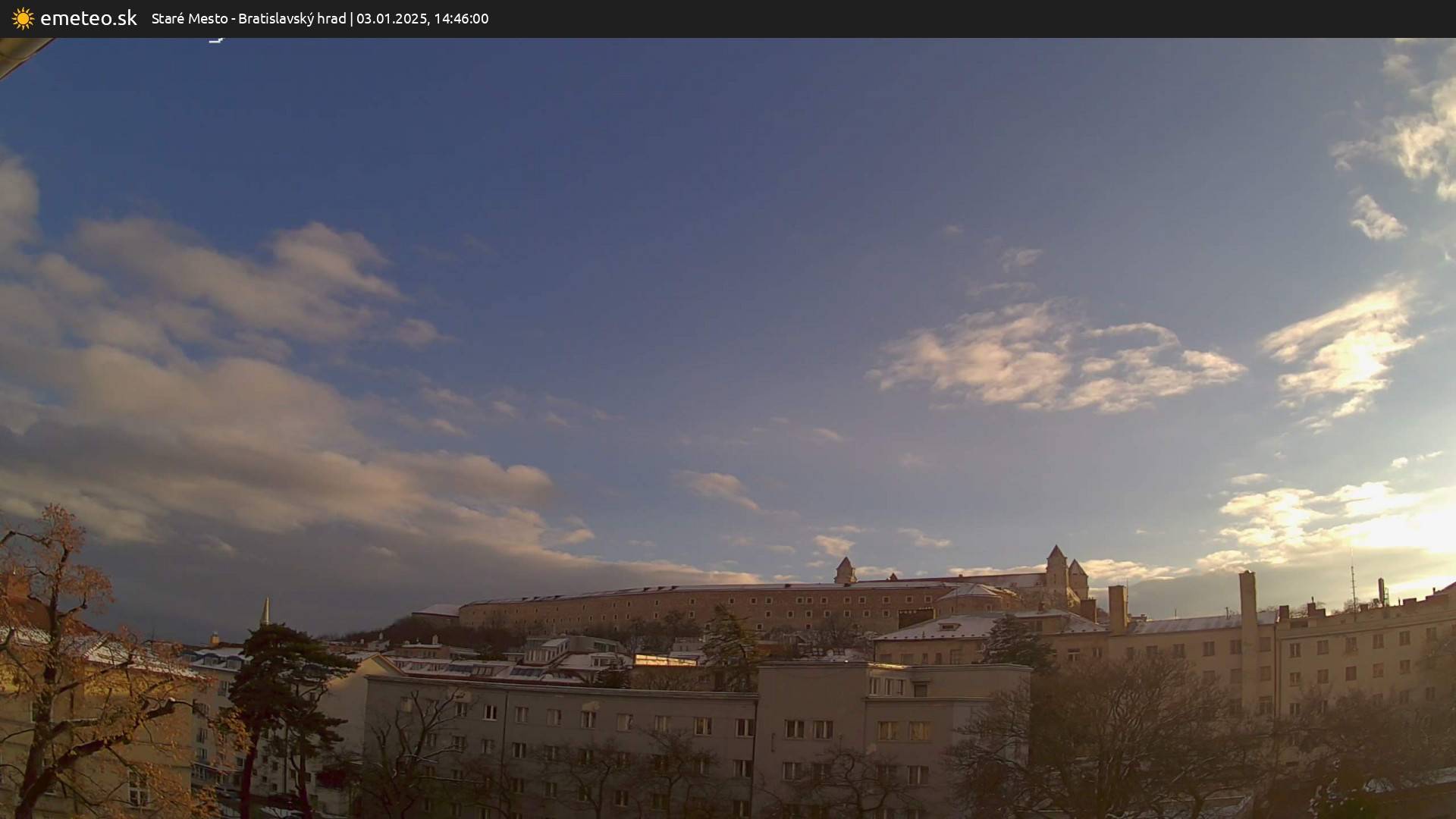 Webkamera Bratislavský hrad - Archív: 03.01.2025, 14:46 | eMeteo.sk